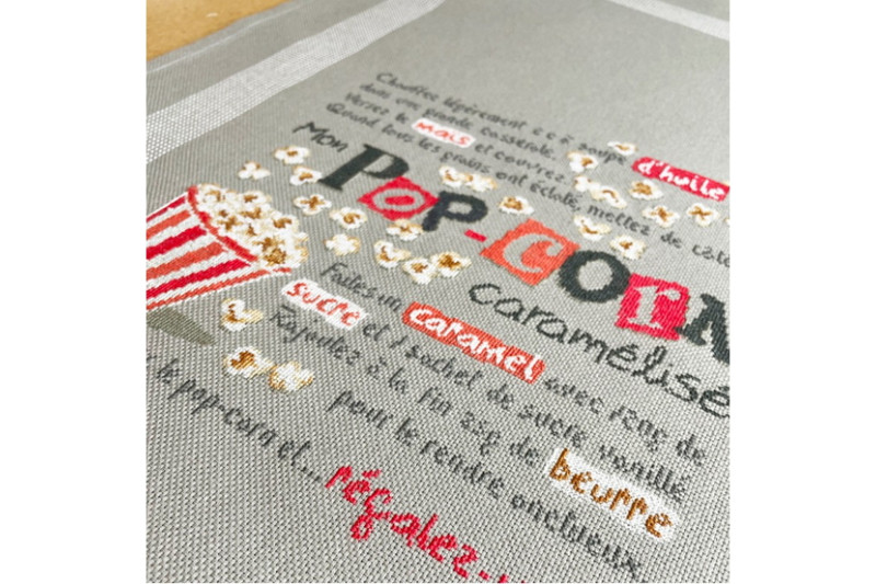 Diagramme au point de croix Lilipoints " Mon Popcorn Caramélisé